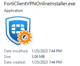 Install FortiClient VPN for Windows
